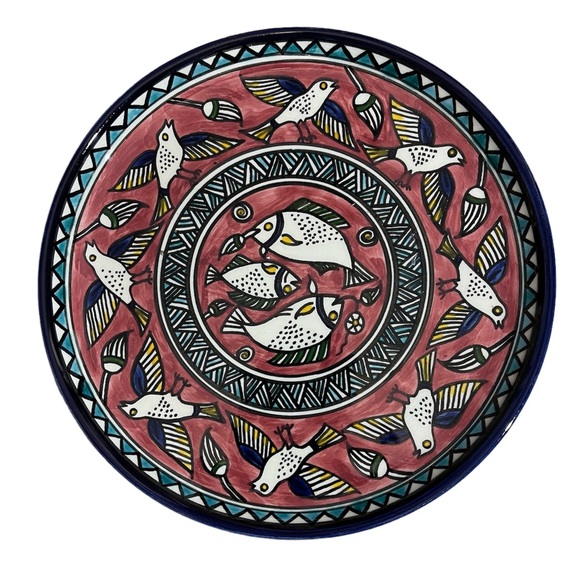 Accents | Rare Vintage Hand Painted Israeli Plate Fish And Bird Design ...